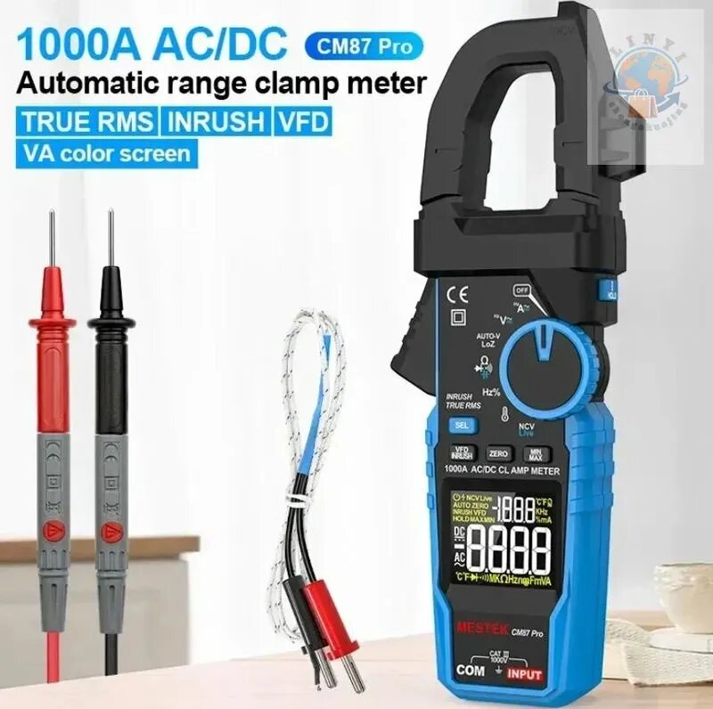 Токовые клещи CM87Pro 1000A 1000V AC/DC true RMS подходят для измерений тока, емкости, температуры и Ом-Гц.