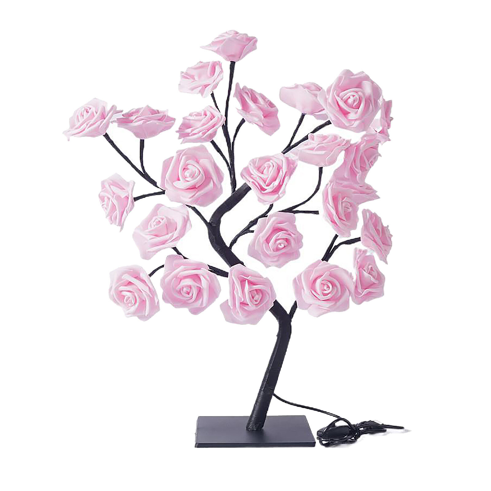 Светодиодная Настольная Лампа Rose Flower Tree USB 24 Светодиода Теплая Освещенная Искусственная Роза Flower Tree для Домашнего Декора Свадебной Вечеринки Розовый