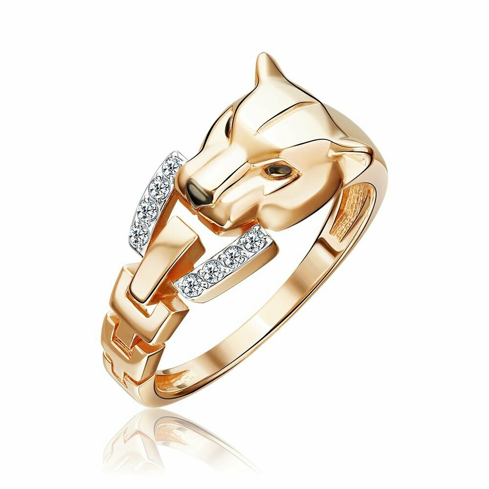 Кольцо, красное золото, 585 проба, фианит