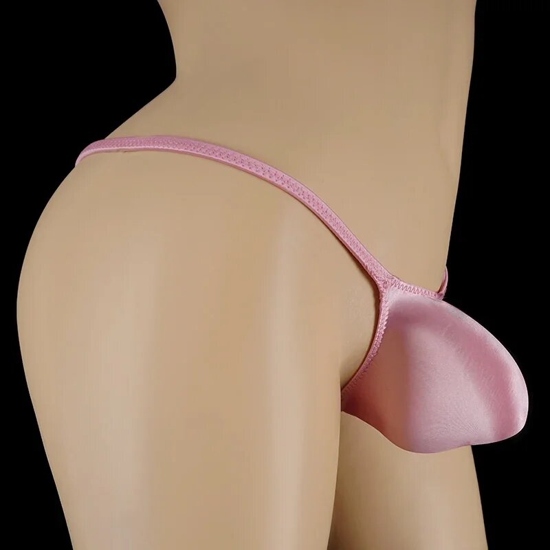 Розовые стринги мужские XL, блестящие
