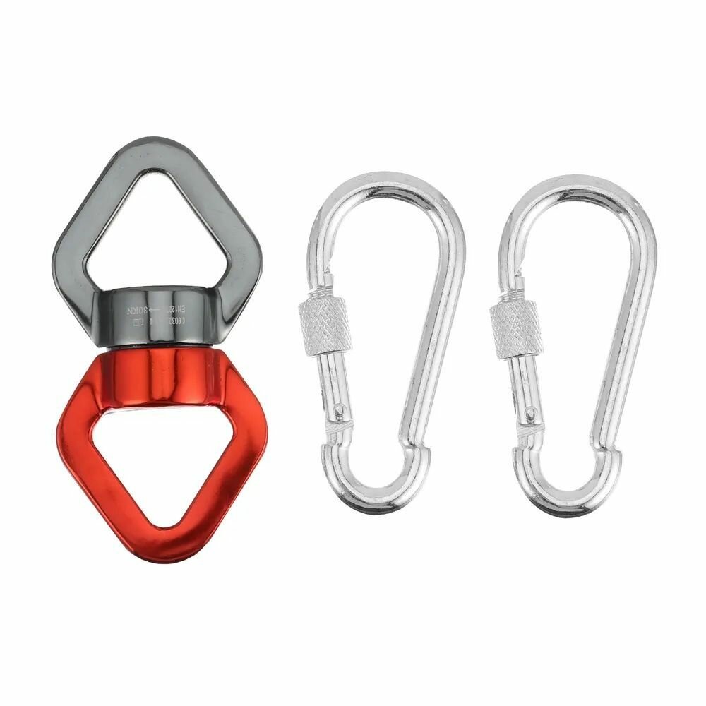 Комплект поворотного карабина из алюминия 7075 с двумя карабинами для подвески качелей и гимнастического снаряжения