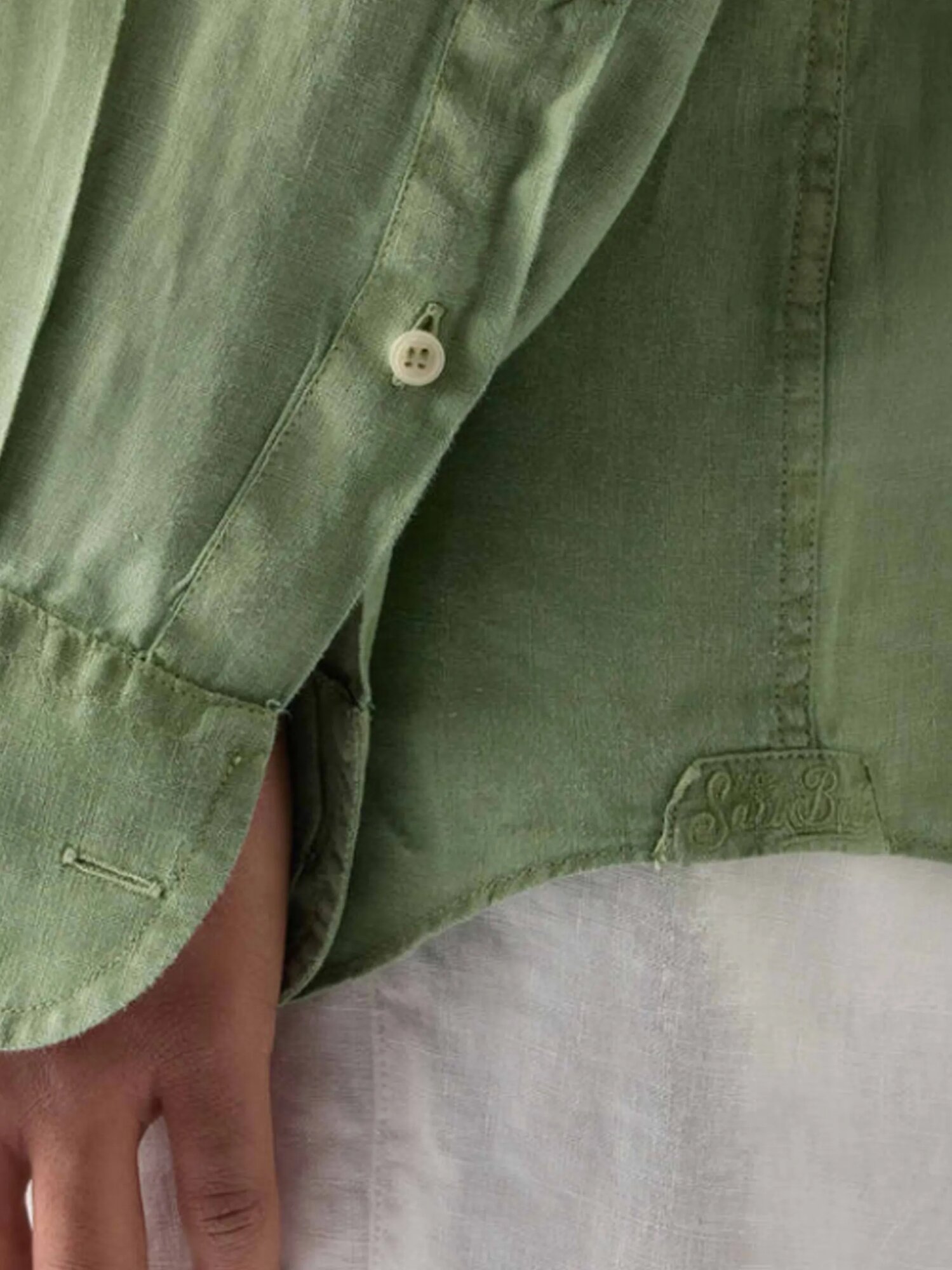Рубашка MC2 Saint Barth Linen shirt, размер M, green — фото 1