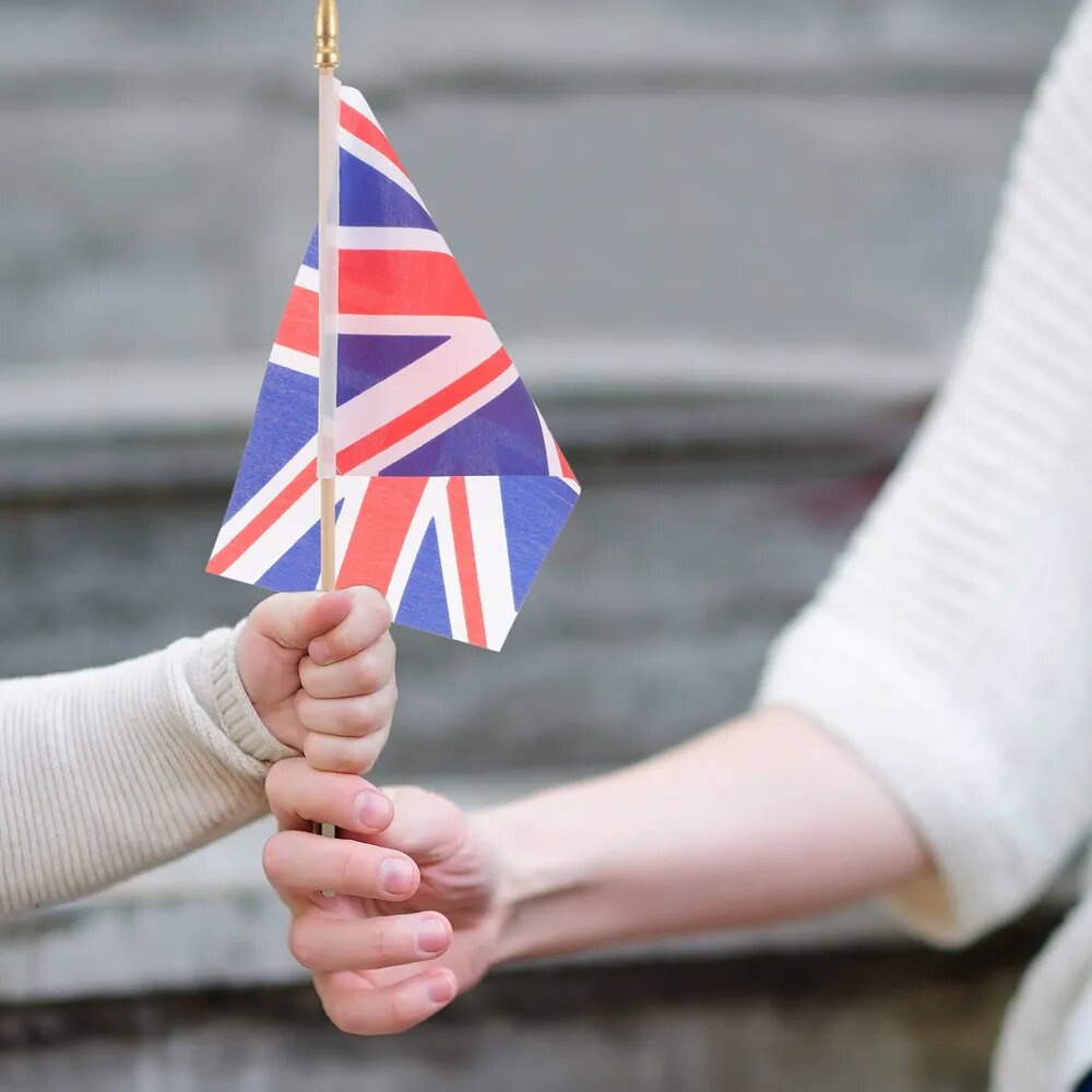 Набор из 10 мини-национальных флагов великобритании из полиэстера с деревянными ручками для декора