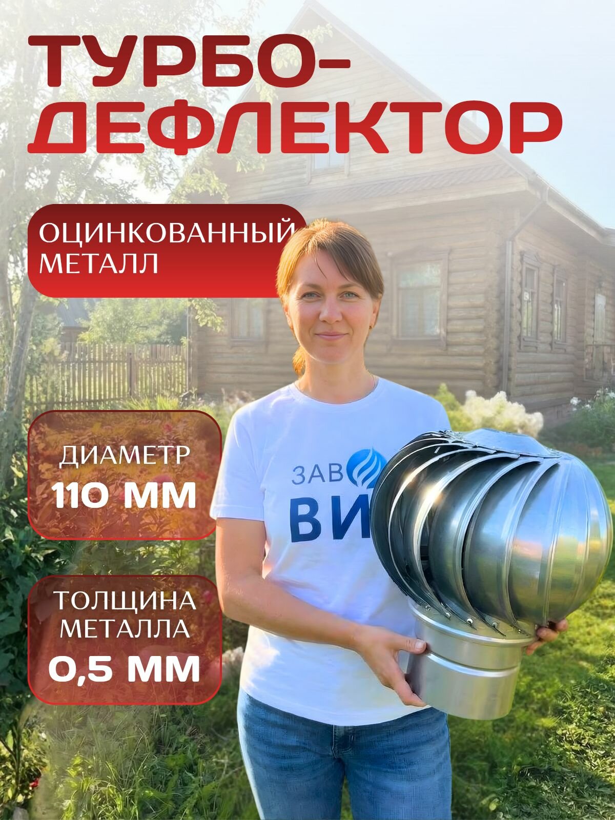 Турбодефлектор 110, труба нержавейка, дефлектор для вентиляции на трубу, оцинкованный металл
