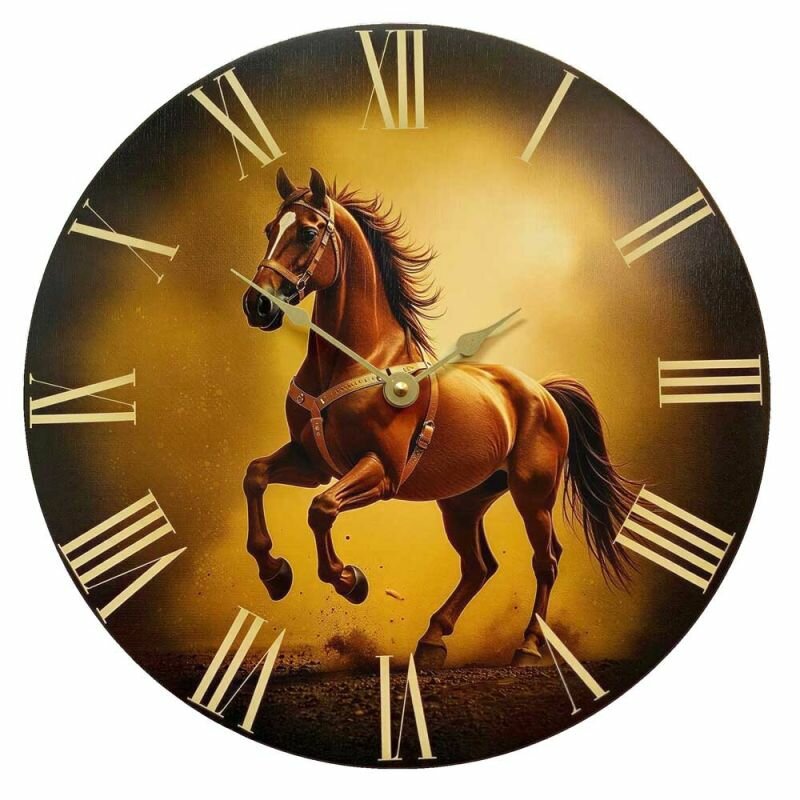 Настенные часы Династия из дерева Династия Настенные часы 02-102 Коричневая лошадь