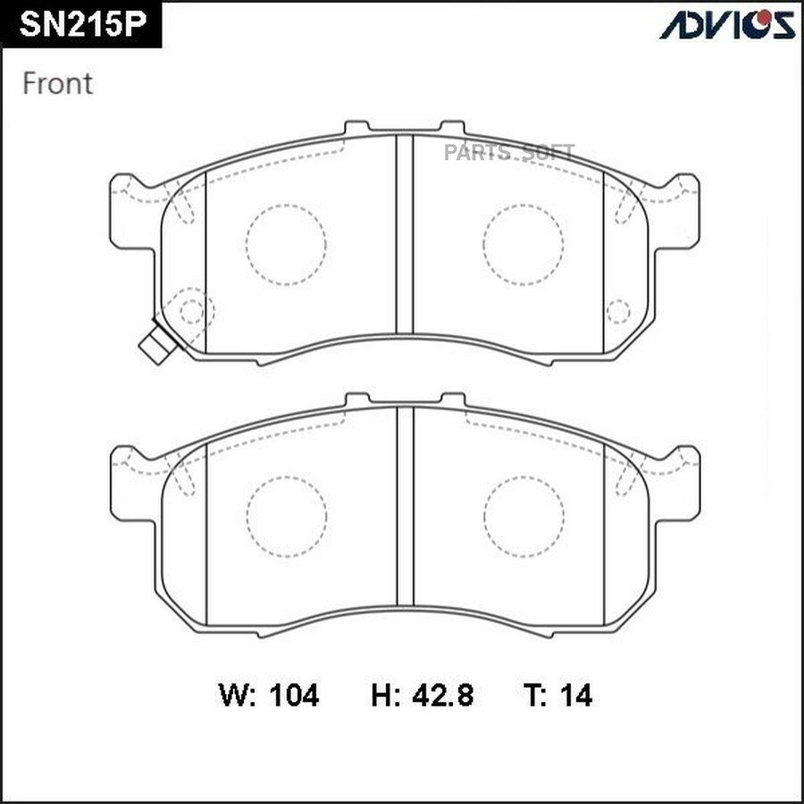 ADVICS SN215P Дисковые тормозные колодки ADVICS передние арт. продавца ADVICSSN215P
