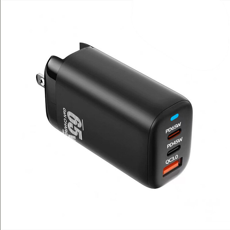65W GaN быстрая зарядка с американским разъемом, черный цвет, подходит для телефонов планшетов ноутбуков — без упаковки