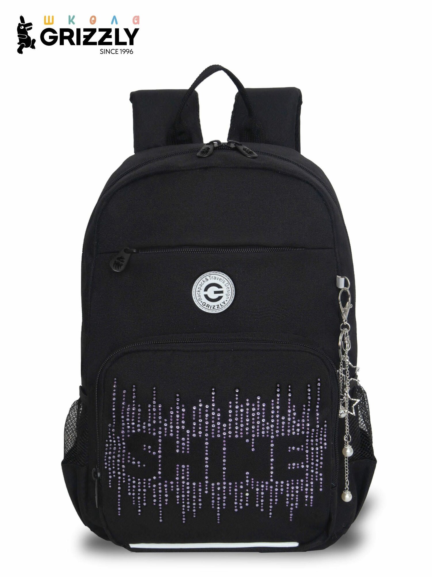 Рюкзак школьный GRIZZLY с карманом для ноутбука 13", анатомической спинкой, для девочки, RG-464-3f