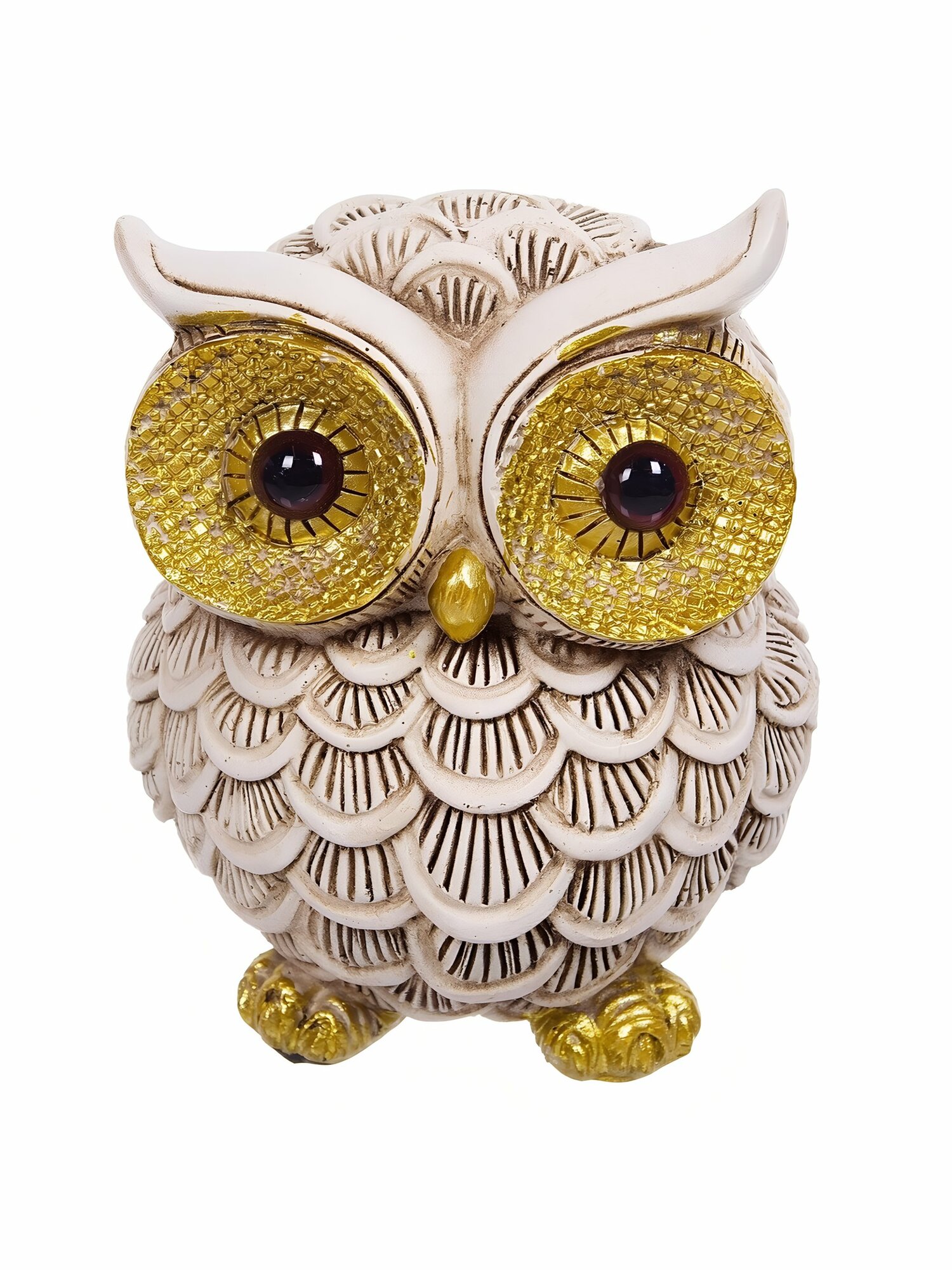 Декоративная фигурка Сова 9.5 см, интерьерный сувенир из полистоуна для дома, бежевый декор Y6-2094