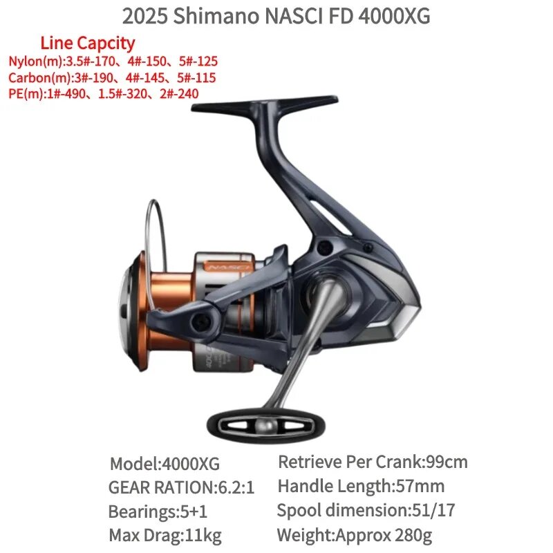 SHIMANO NASCI FD безынерционная катушка для спиннинга 4000XG