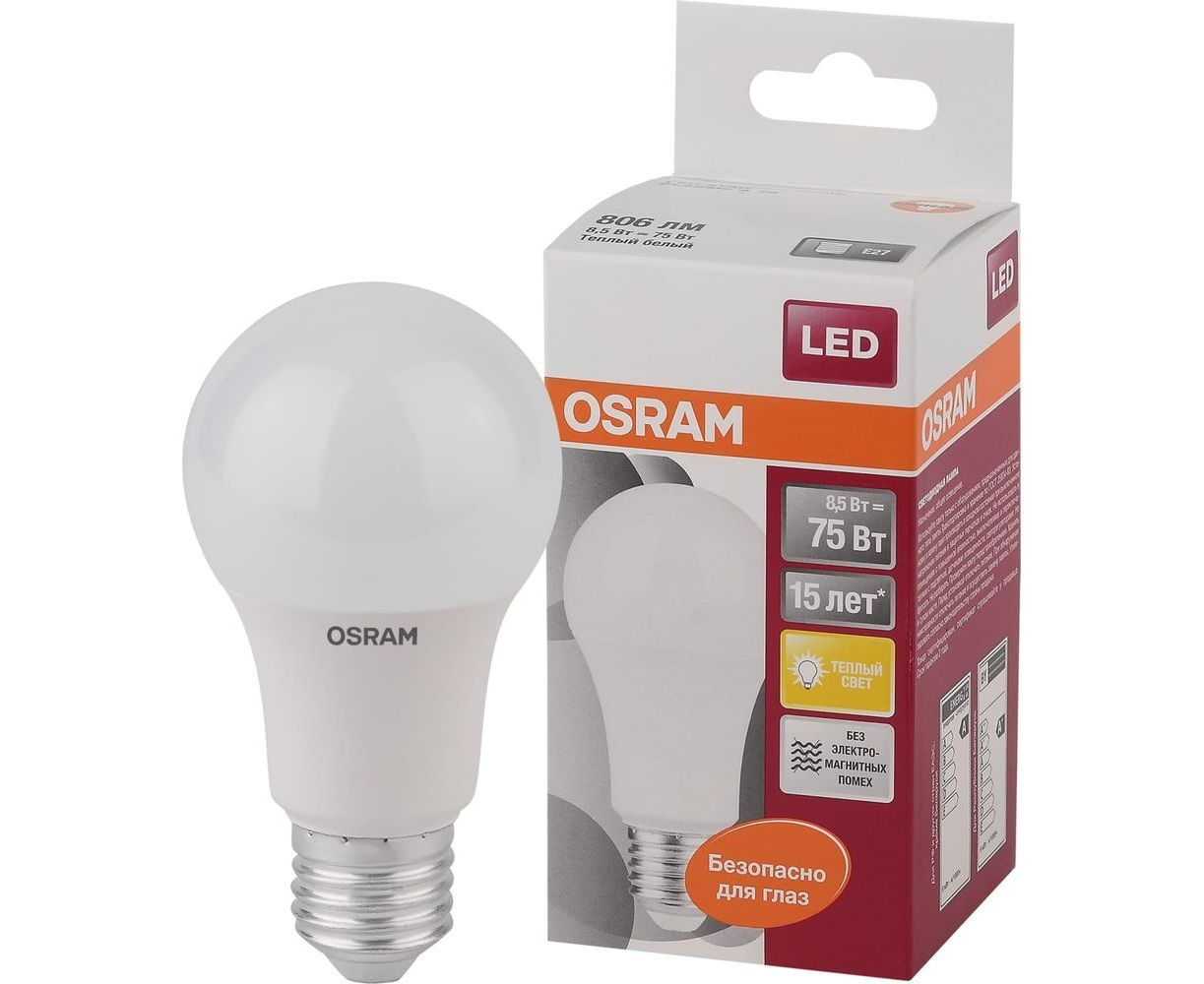 Лампа светодиодная OSRAM LED Star A75 8.5Вт Е27 2700К 806Лм 4052899971554