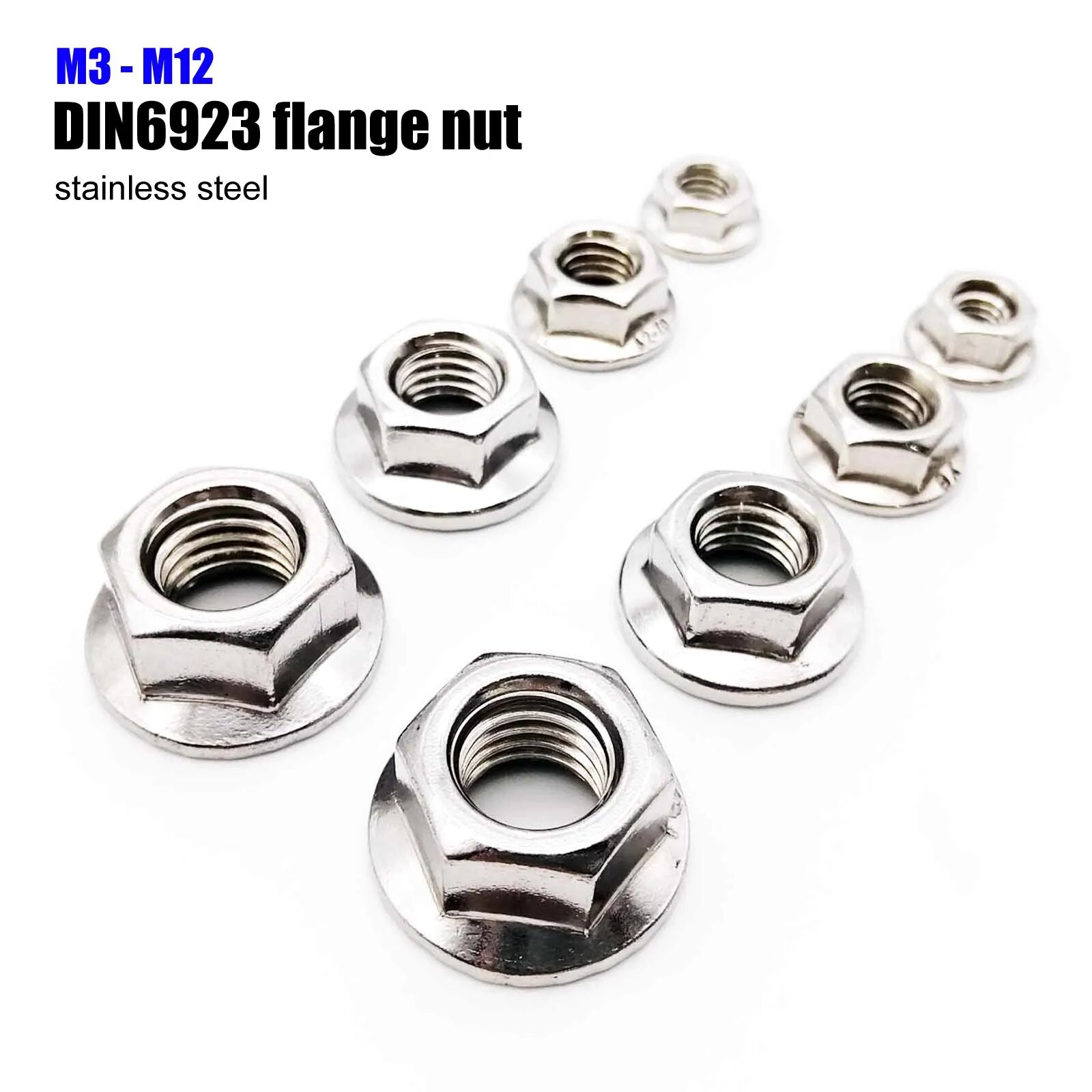 Фланцевые гайки HZYUEGOU из нержавеющей стали М3-М12 M12 2pcs