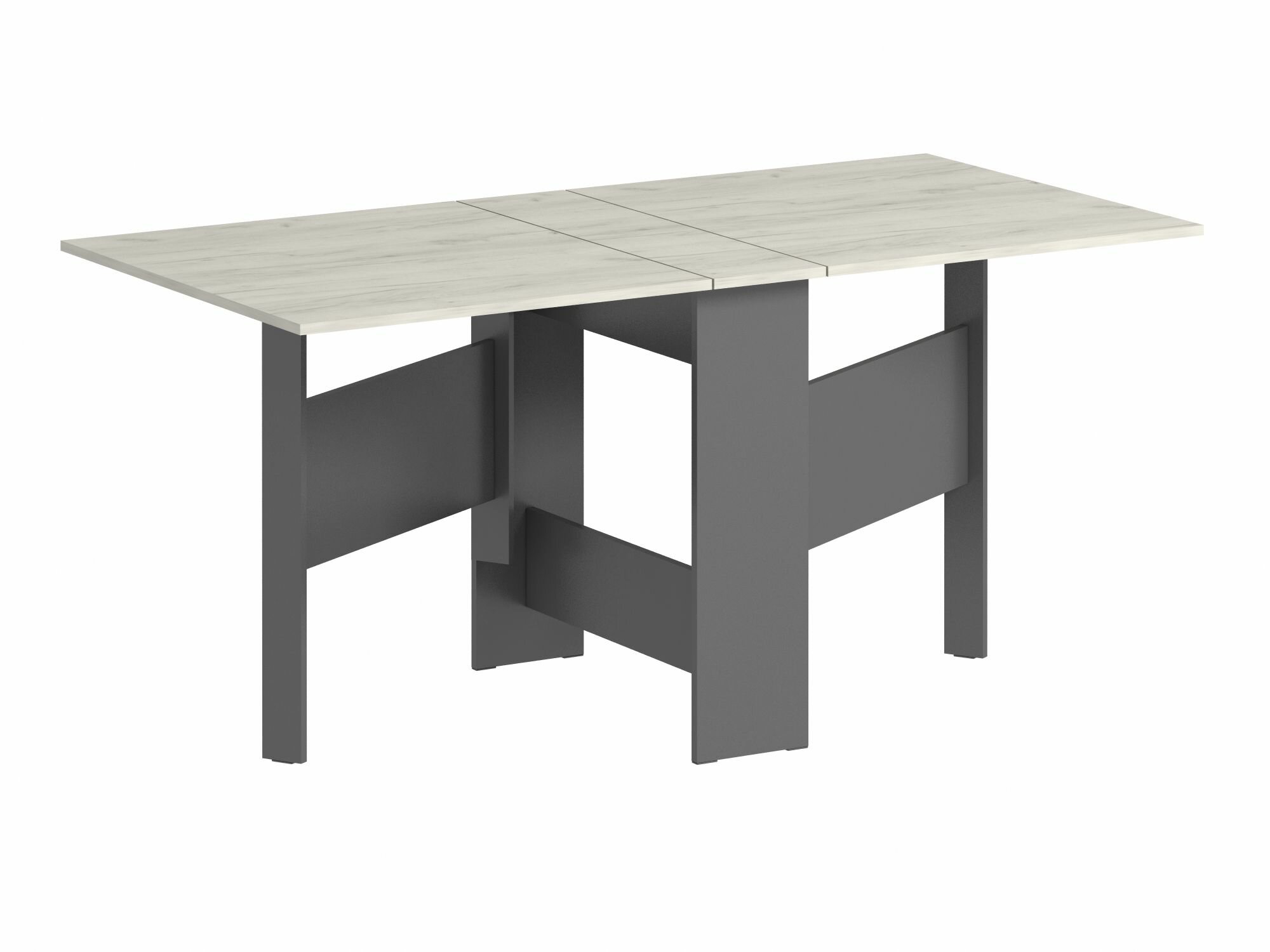 Стол кухонный Босфор, BONMEBEL, графит серый/дуб крафт белый, 160х80х75, 24х80х75, стол обеденный, стол-книжка