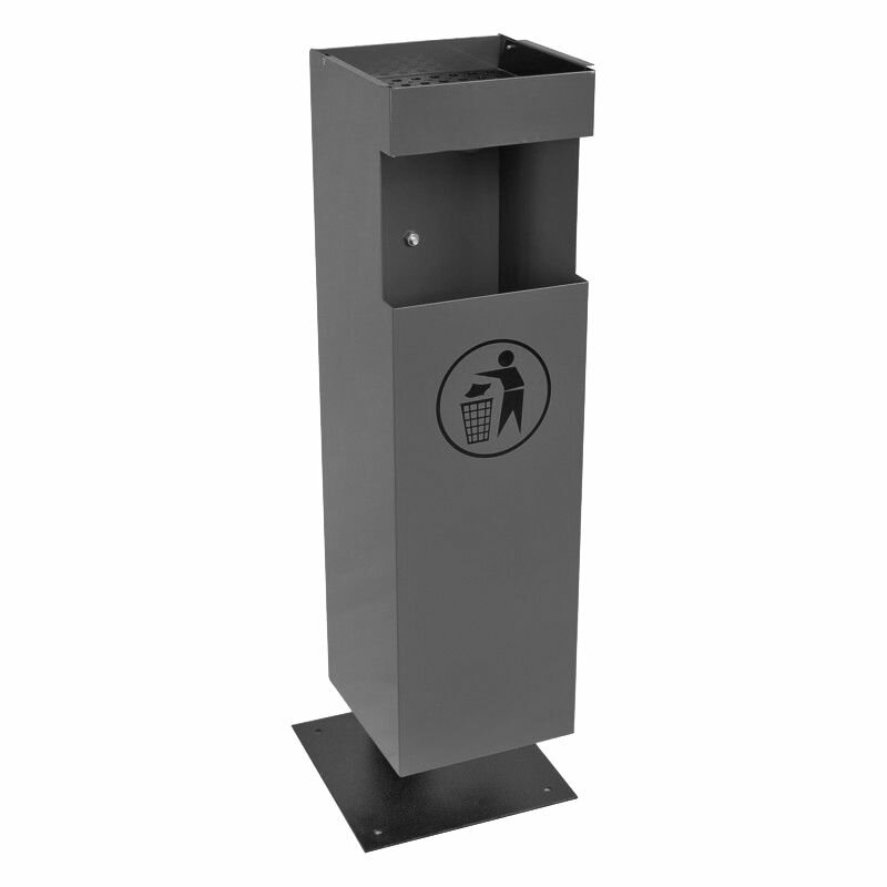 Урна уличная металлическая "УО" с пепельницей (опрокидывающаяся) (Серая)