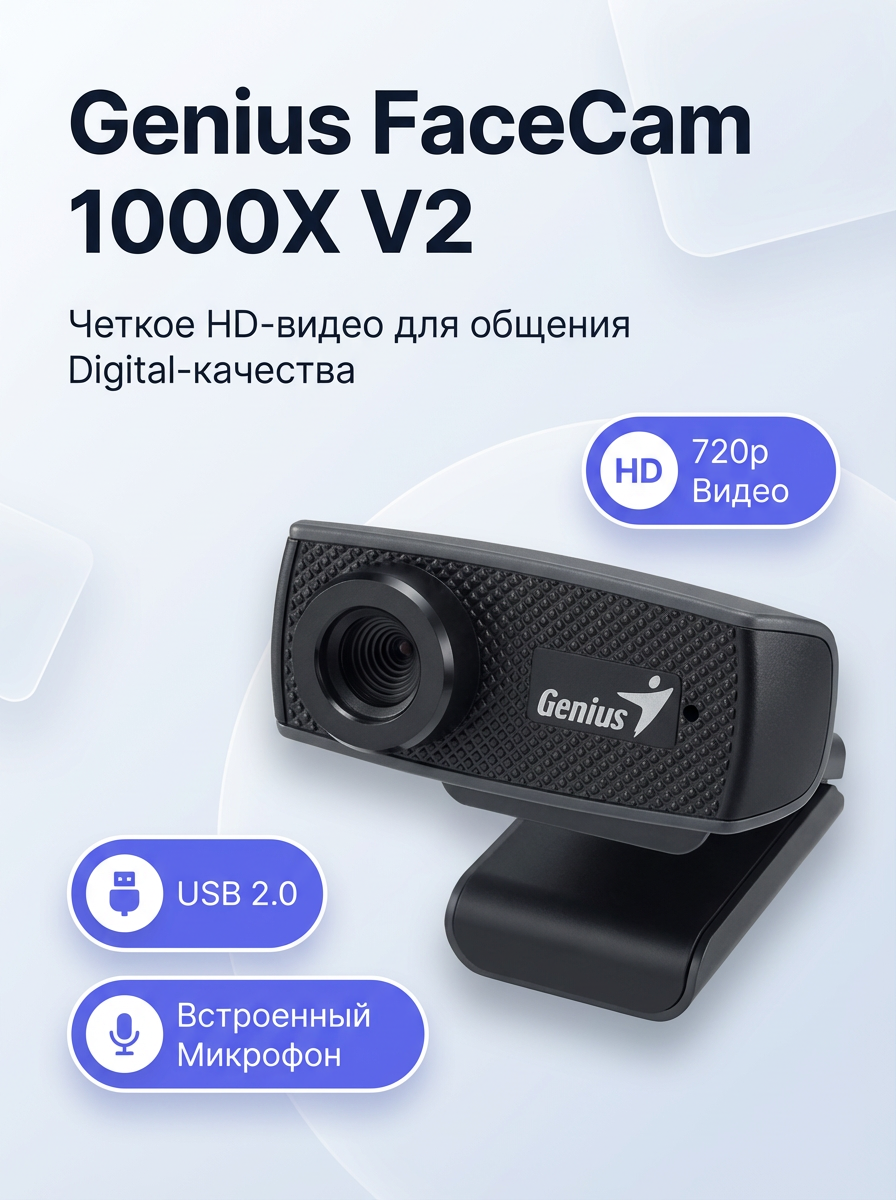 Genius FaceCam 1000X V2 (USB2.0, 1280x720, с микрофоном)