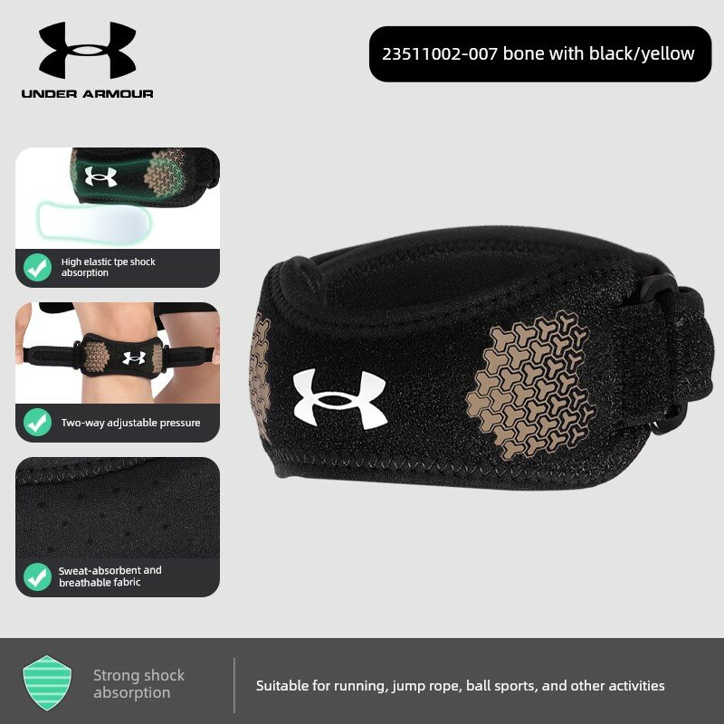 Under Armour пателлярная повязка для колена пара спортивная - черно-желтая, амортизация TPE, двусторонняя регулировка,