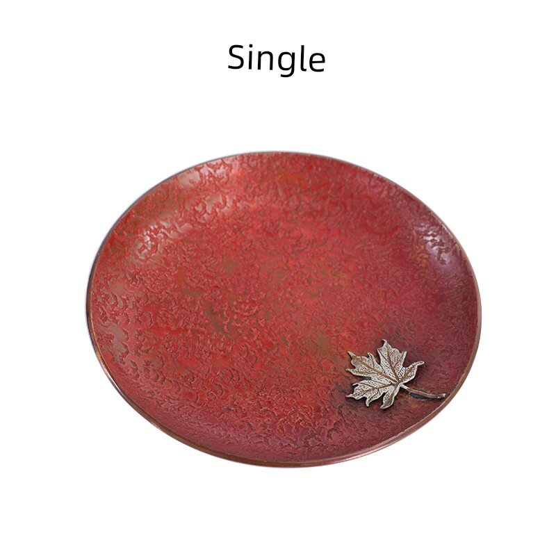 Одиночная круглая чайная подставка из чистой меди с ручной гравировкой, устойчивая к теплу и нескользящая для подачи чая
