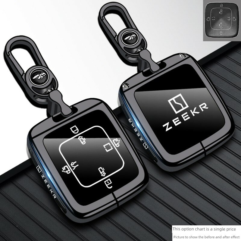 Чехол для ключа Zeekr 7X, Пианино черный с металлической застежкой, Прочная защита автомобильных ключей
