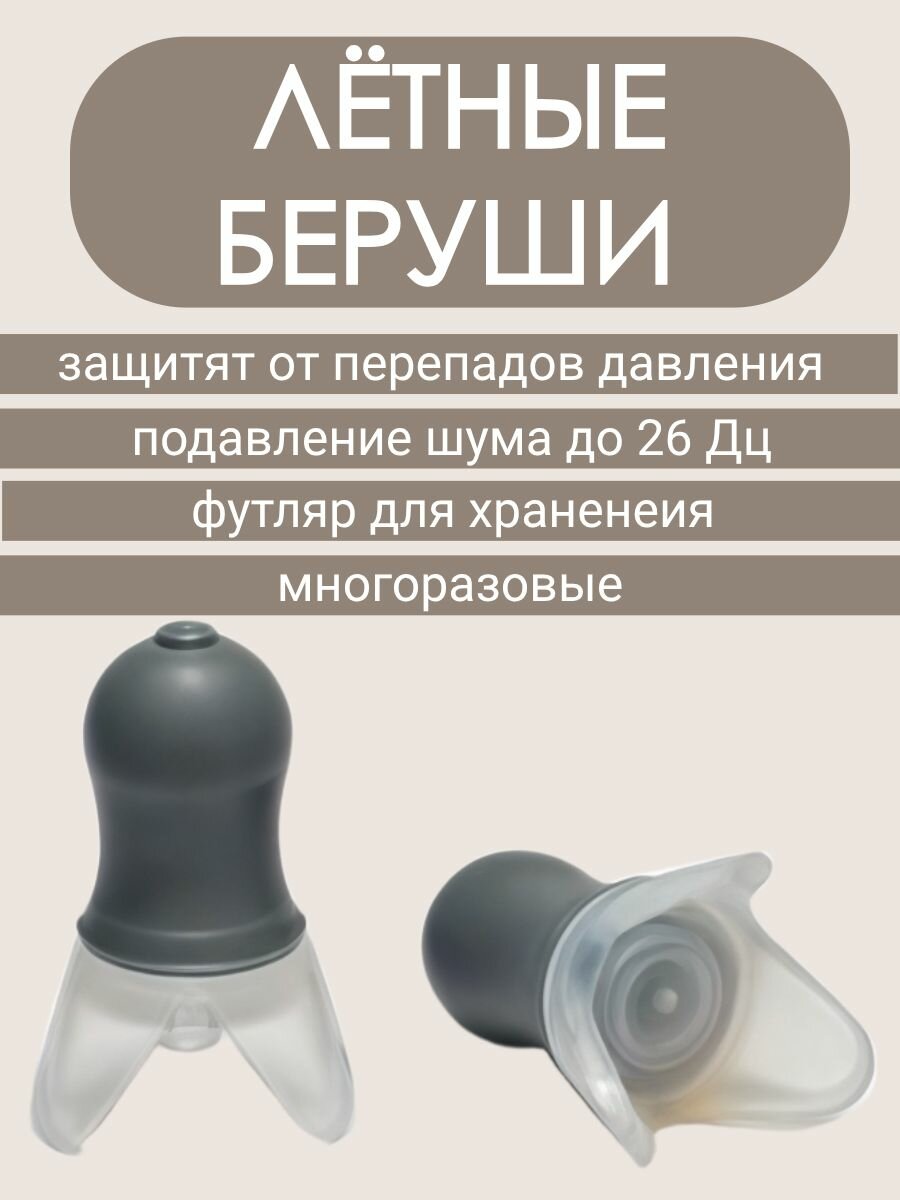 Лётные беруши для ушей, защита от перепадов давления и шума до 26 дБ в самолёте