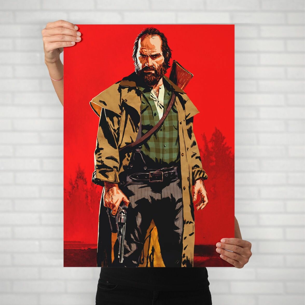 Плакат на стену для интерьера Red Dead Redemption 2 (Билл Уильямсон 1) - Постер по игре формата А2 (42x60 см)