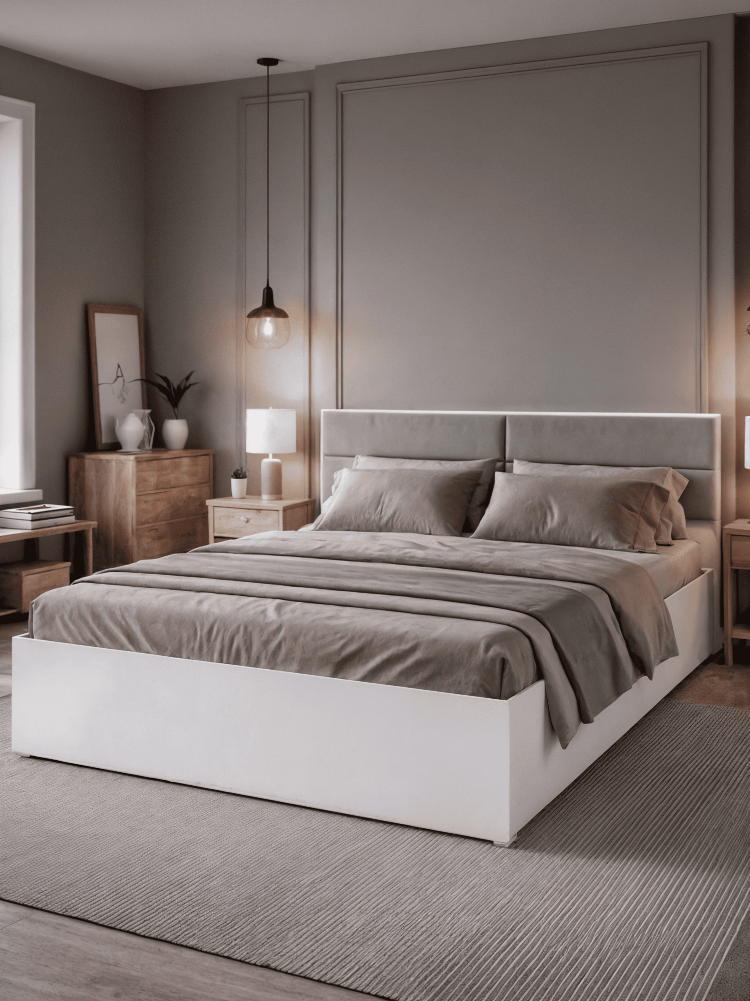 Кровать двуспальная "Фьюжн"белый, графит, Семья Мебелони , 140х200 см