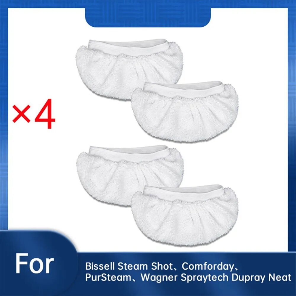 4 насадки из микрофибры для паровой швабры, обеспечивающие чистоту и аккуратность.