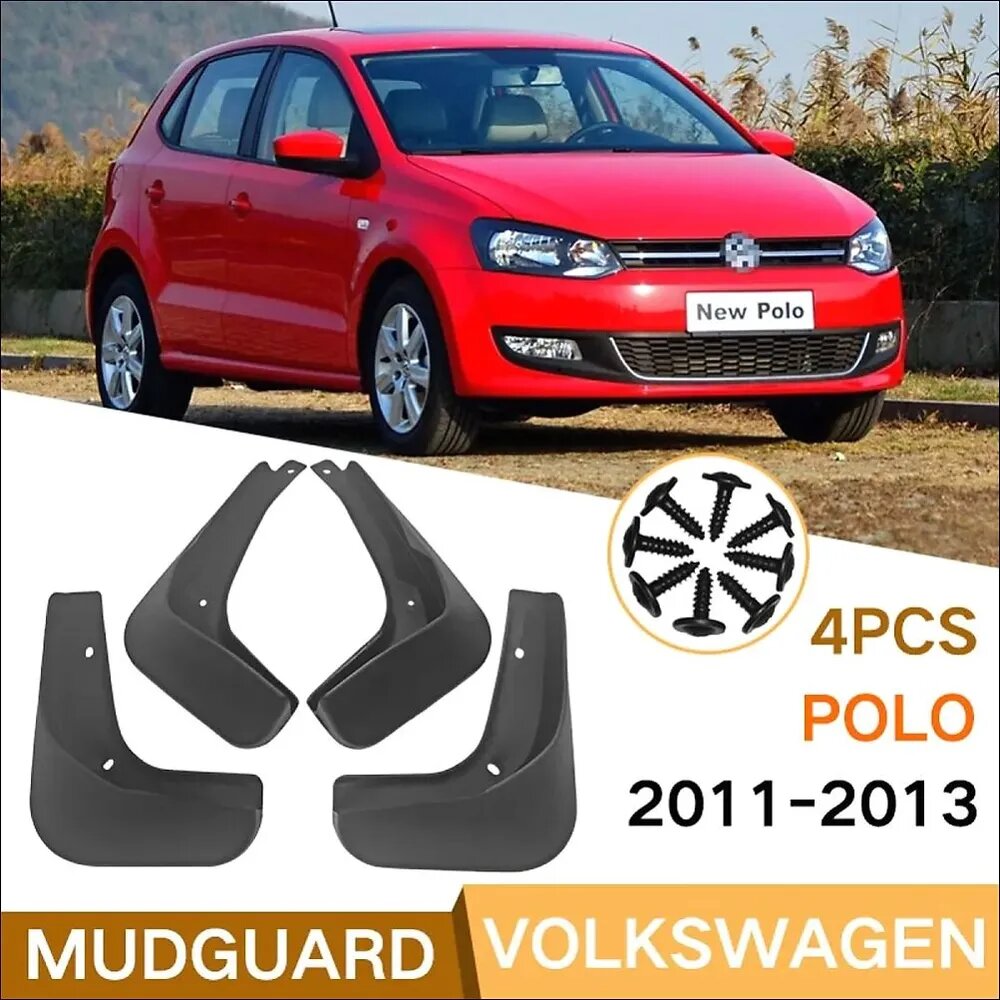 Брызговики, арт. Подходит для брызговиков автомобильных шин Volkswagen Polo 2011-2013 годов выпуска , передние и задние брызговики, 4 шт.