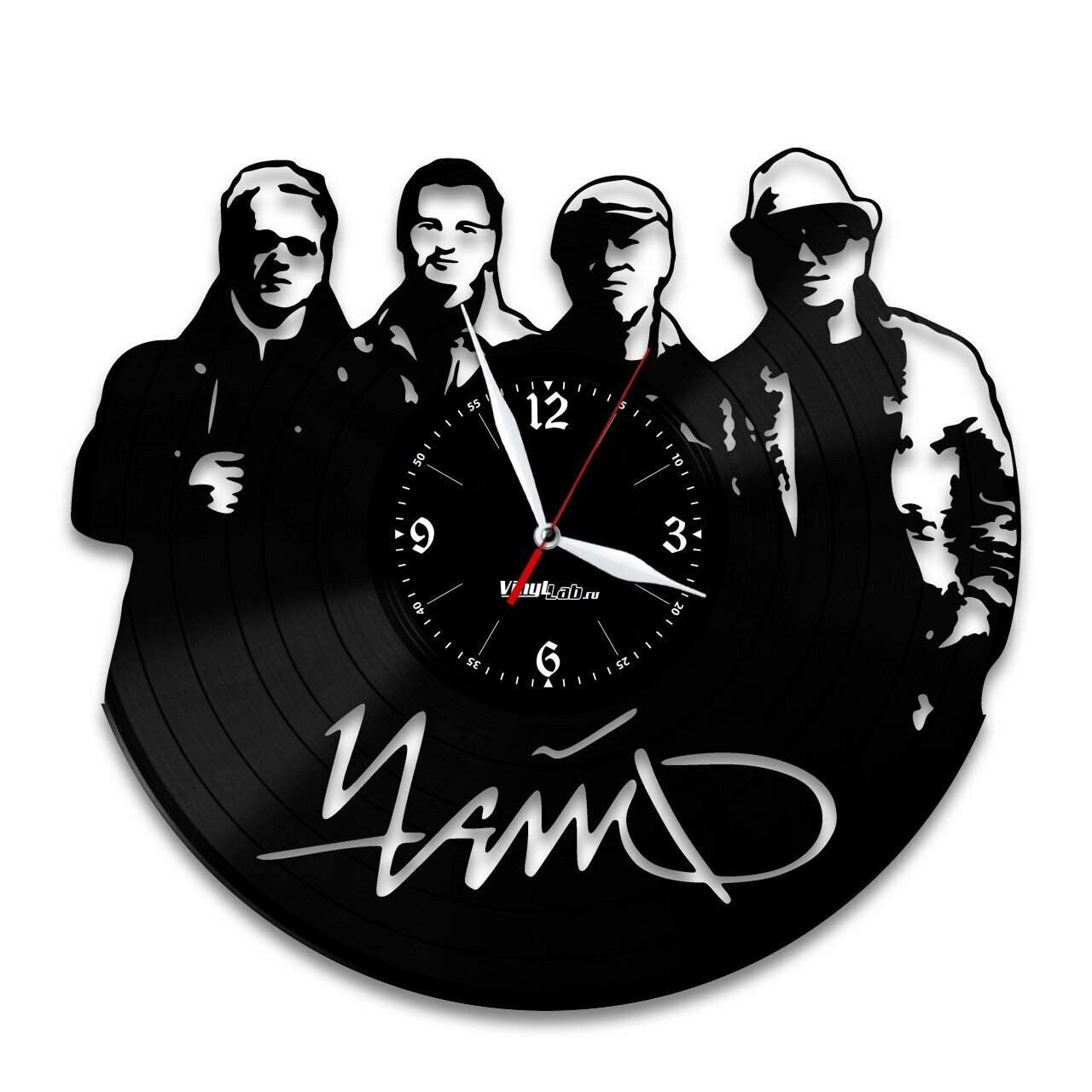 Часы из виниловой пластинки (c) VinylLab Чайф, диаметр 30 см