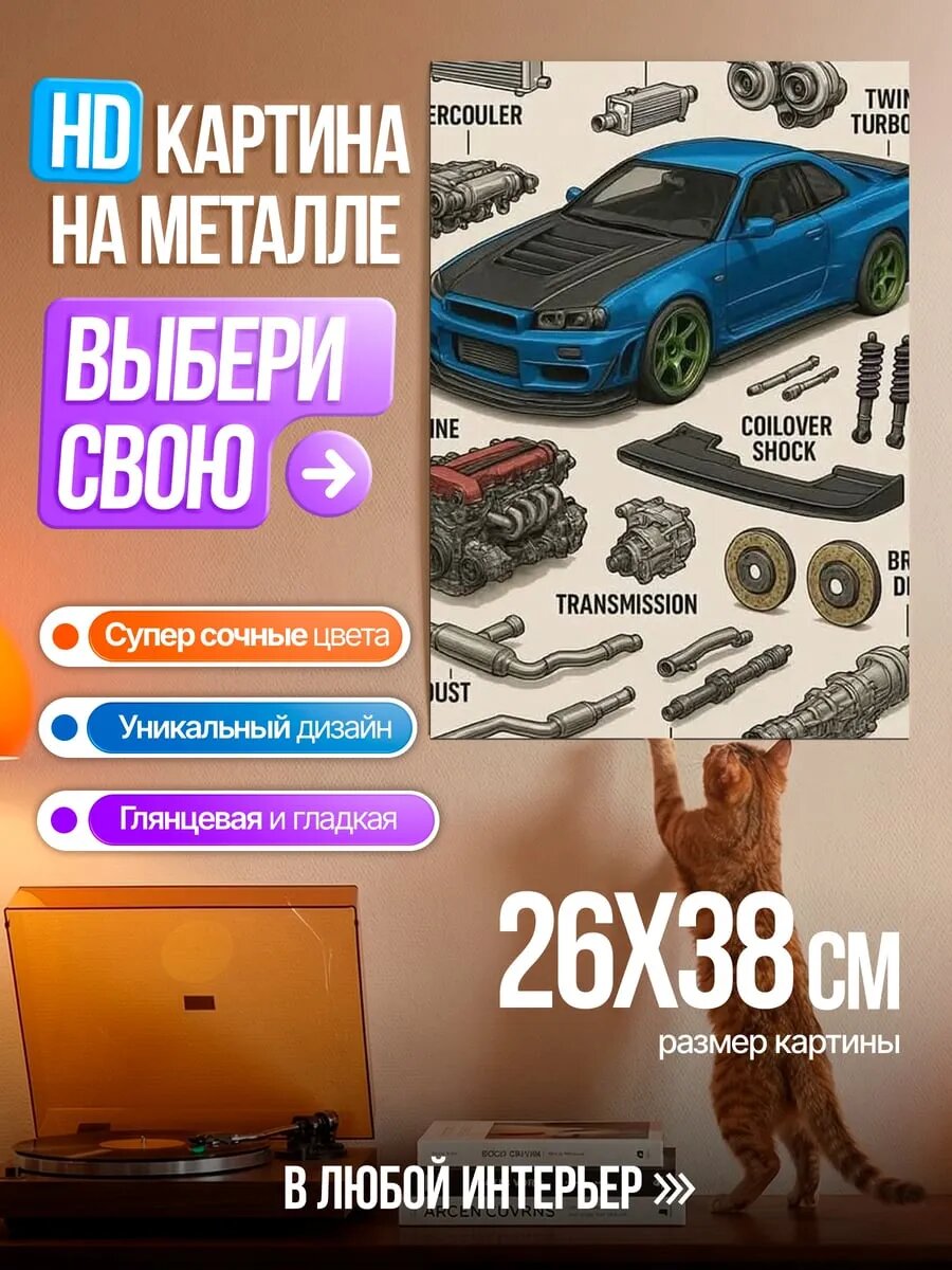 Картина на HD металле Nissan GT-R Skyline R4