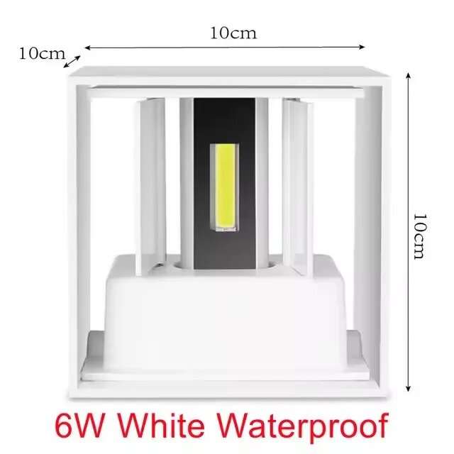 Настенный LED светильник белый 6W, 10x10 см, водонепроницаемый
