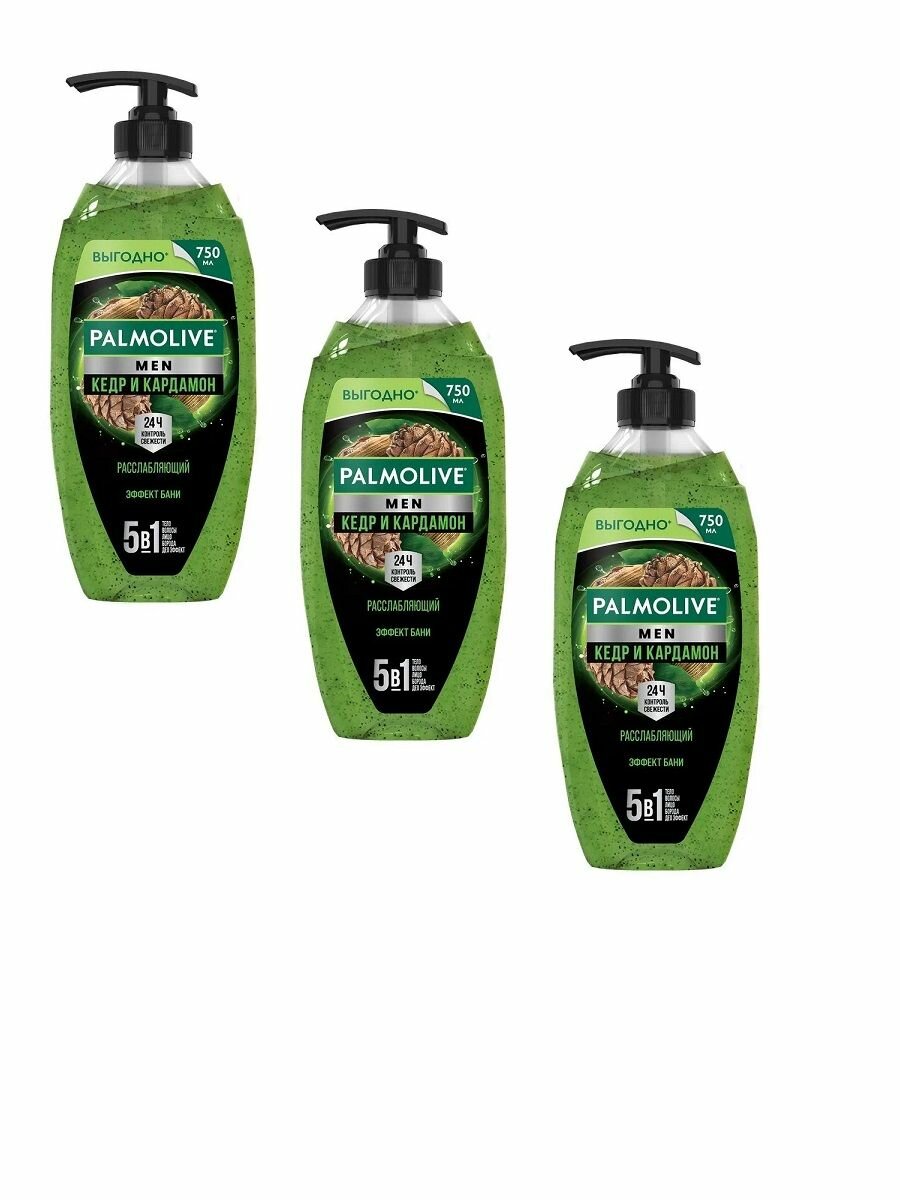 Гель для душа Palmolive Кедр и Кардамон Расслабляющий, мужской, 750 мл, 3 шт