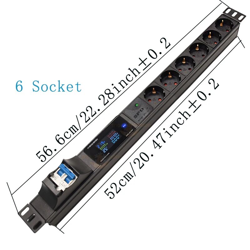 Удлинитель 6 Socket, 32A 8000W, Черный