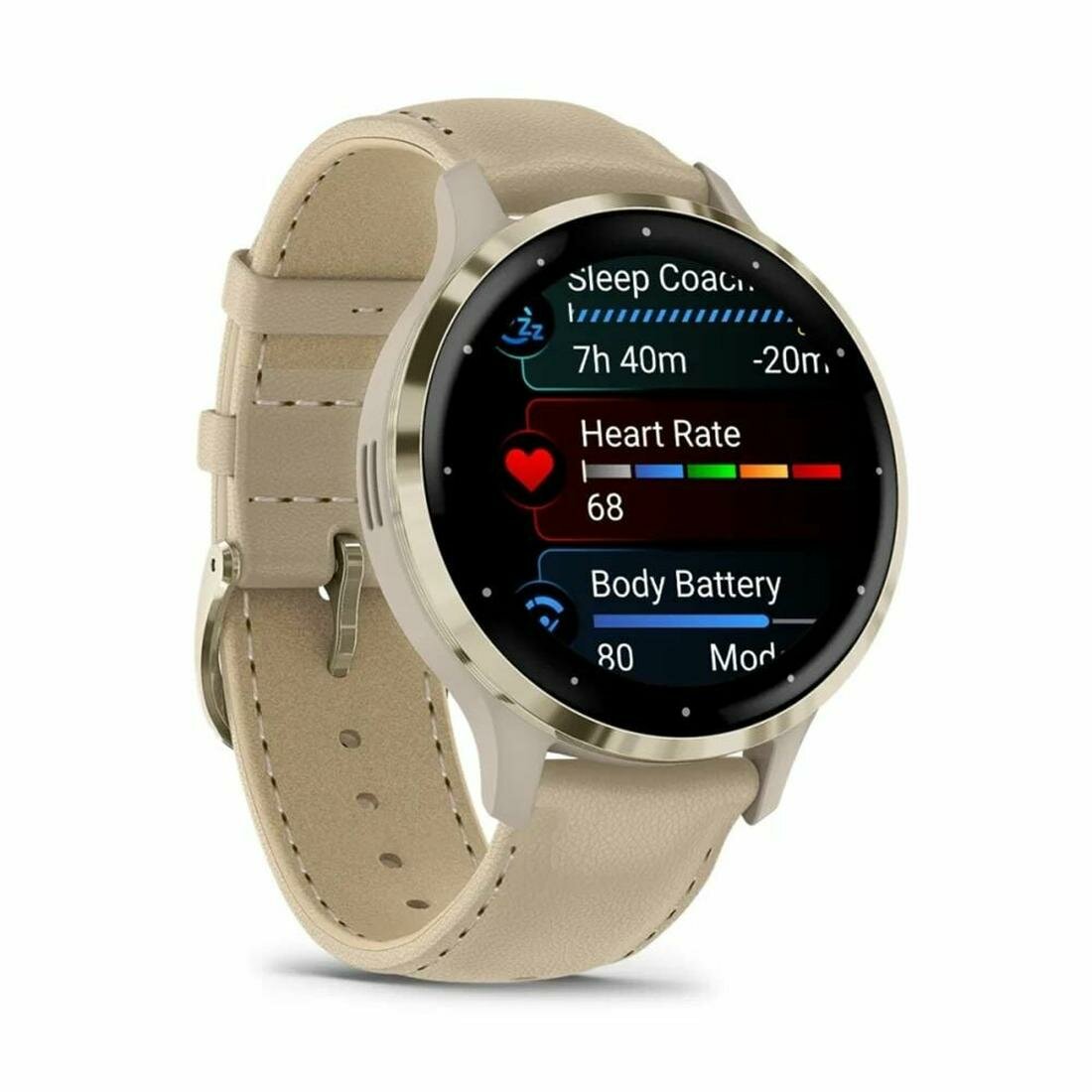 Умные часы Garmin Venu 3s Soft Gold French Gray Includes Leather