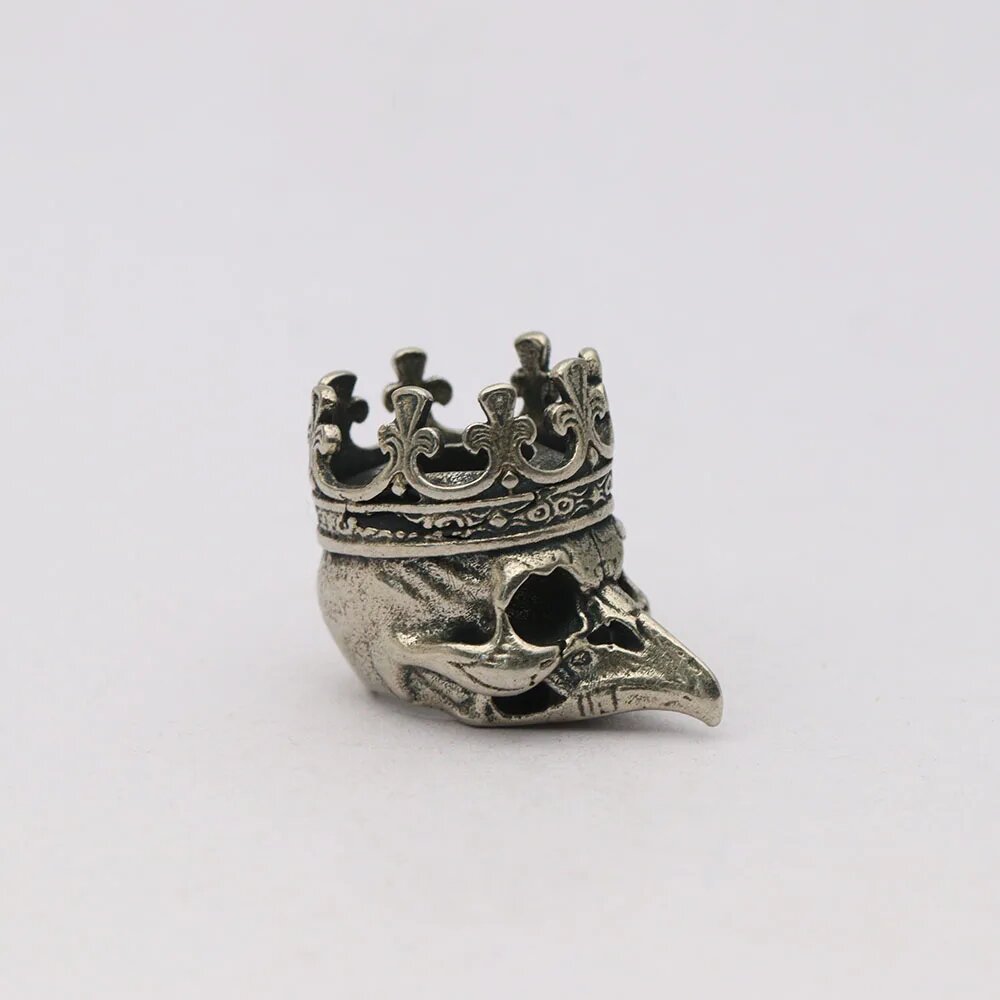 Подвеска череп в короне, латунь White Brass