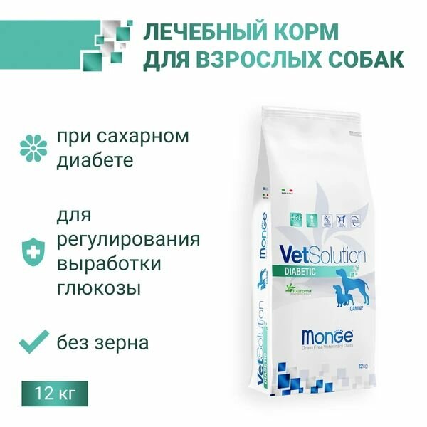 Monge VetSolution ветеринарная диета для собак при сахарном диабете, 12 кг