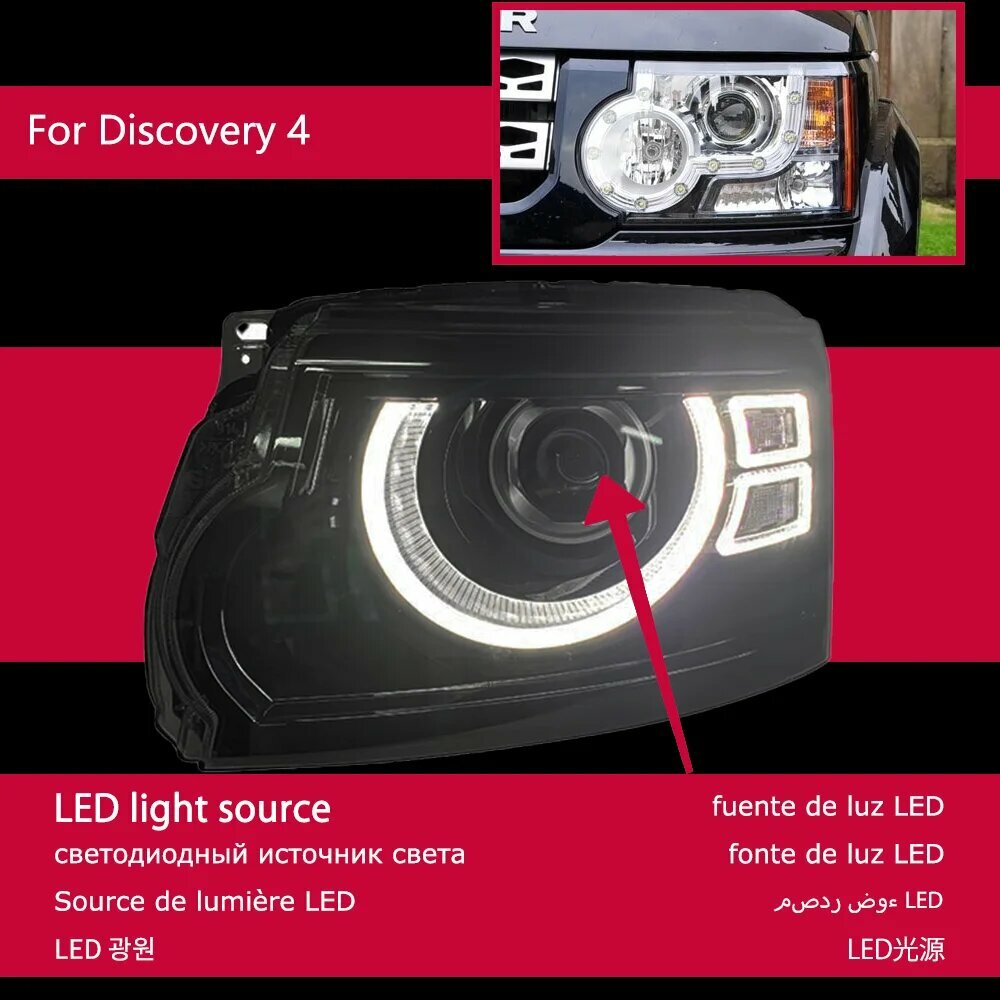 Фаркоп AKD для Land Rover Discovery 4 светодиодный фара 2010-2017 LR4 фары дневной ходовой огонь поворотный сигнал дальний свет ангельское око проектор