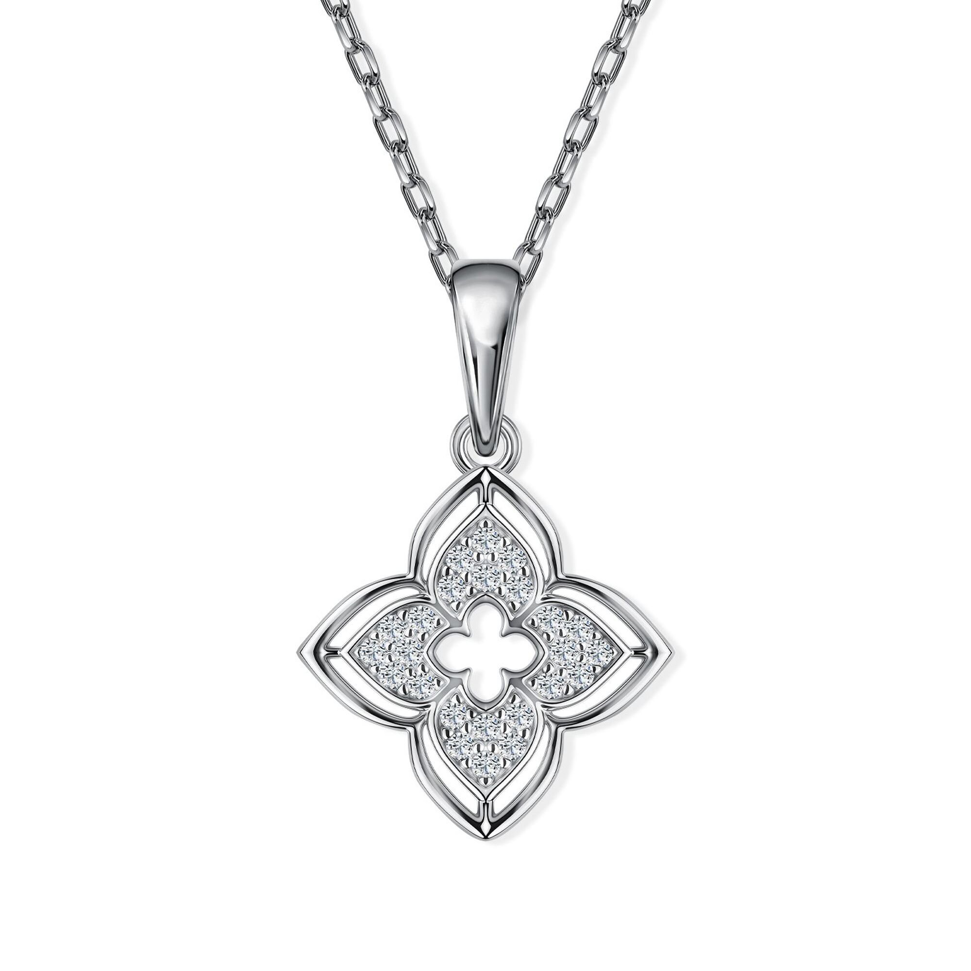 Подвеска Diamant online, белое золото, 585 проба, фианит