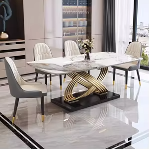 Стол кухонный Labrea Paris "MARBLE LOOP", мраморная столешница, металл, 180x90 см — фото 1