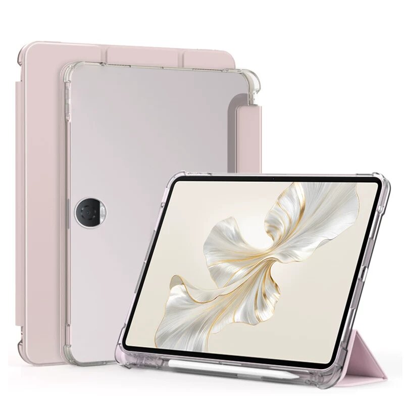 Чехол для планшета Honor Tablet 9 Matte 12.1 дюймов прозрачный силиконовый с отсеком для ручки и сакура-розовым цветом