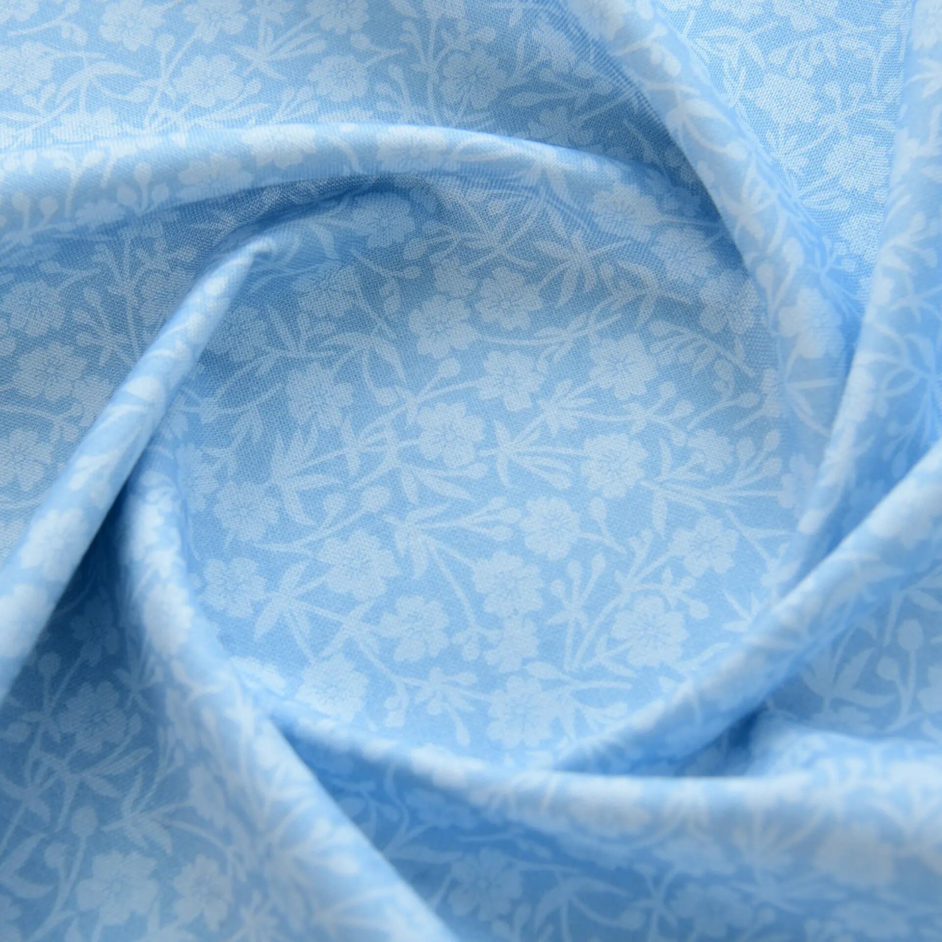 Ткань хлопковая цветочная голубая Fengqu Blue