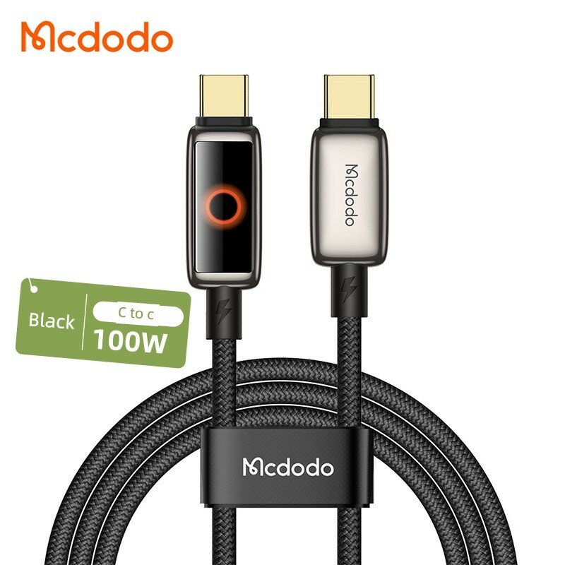 Черный кабель C-to-C PD100W для Apple 15/16, MacBook и устройств с разъемом C-Type - 1.2м
