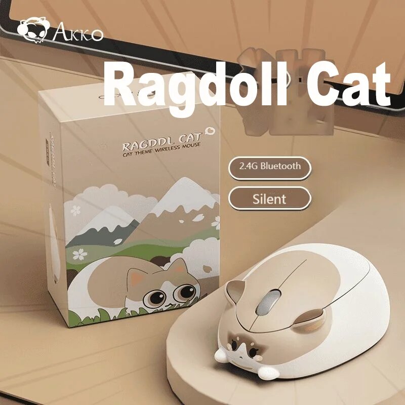 Беспроводная мышь Aukko Ragdoll Cat, 2.4G Bluetooth, Silent