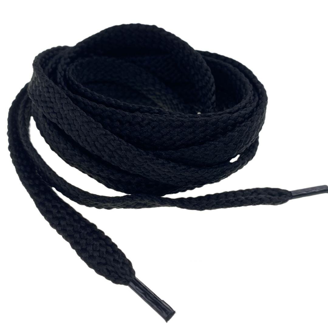 Шнурки Regular, плоские, широкие, 130 см, цвет: черный