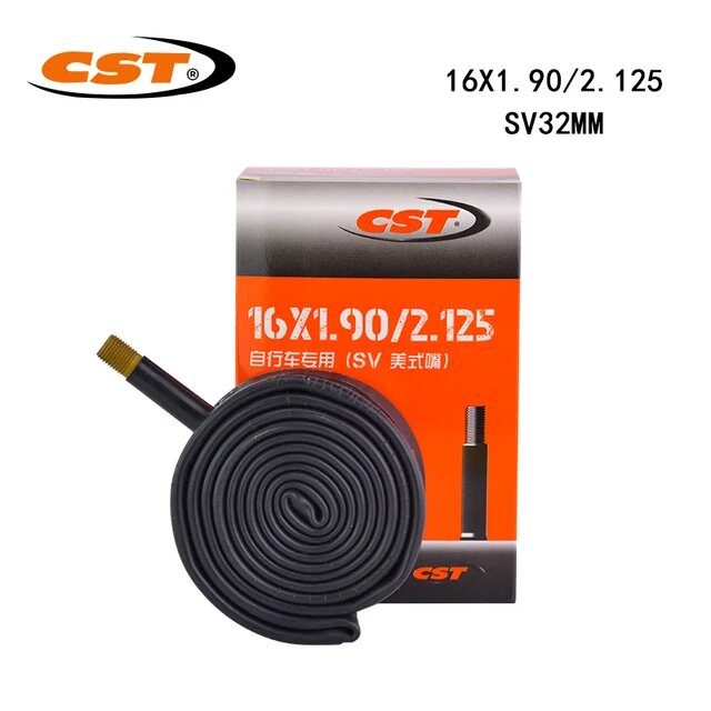 Велосипедная камера CST 16x1.9-2.125 SV32 черная