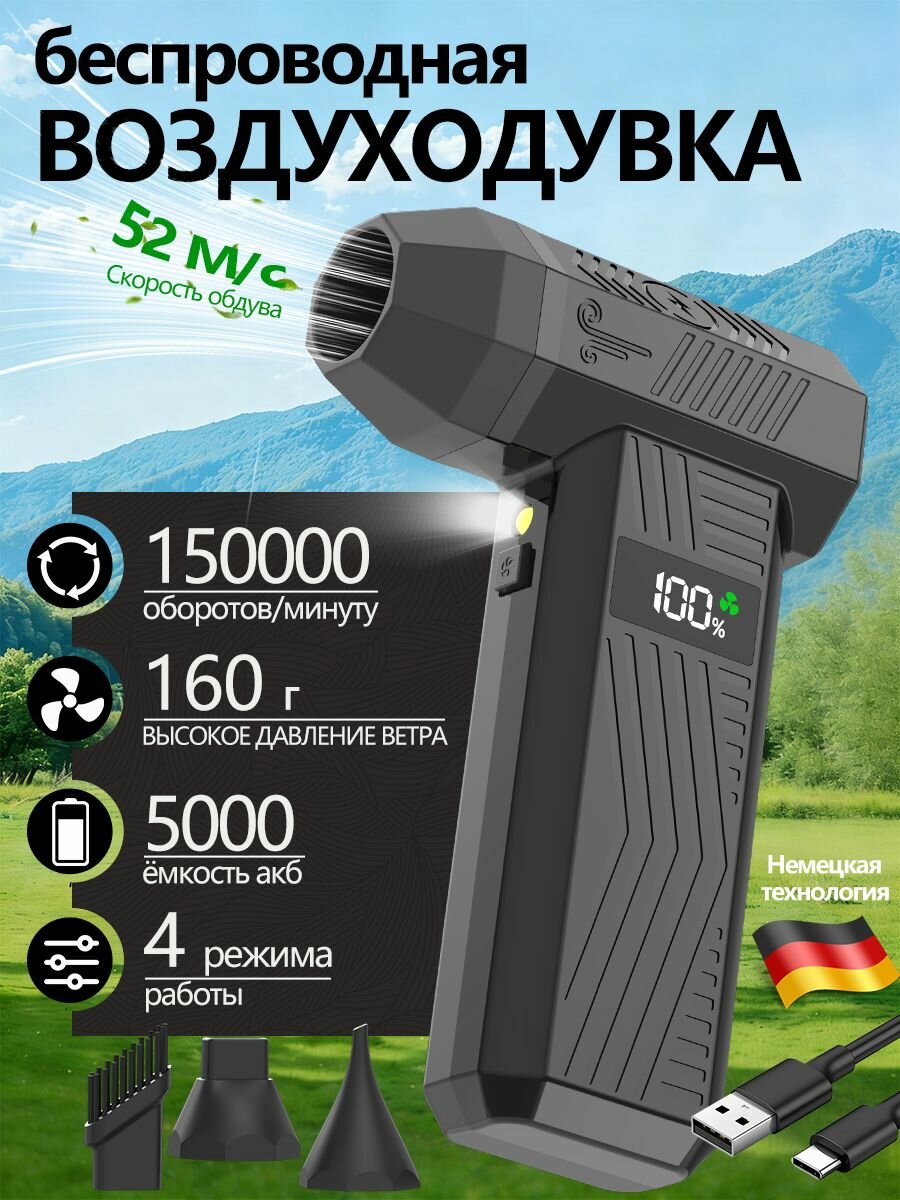 Беспроводная воздуходувка для дома, машины и отдыха, портативный турбовентилятор