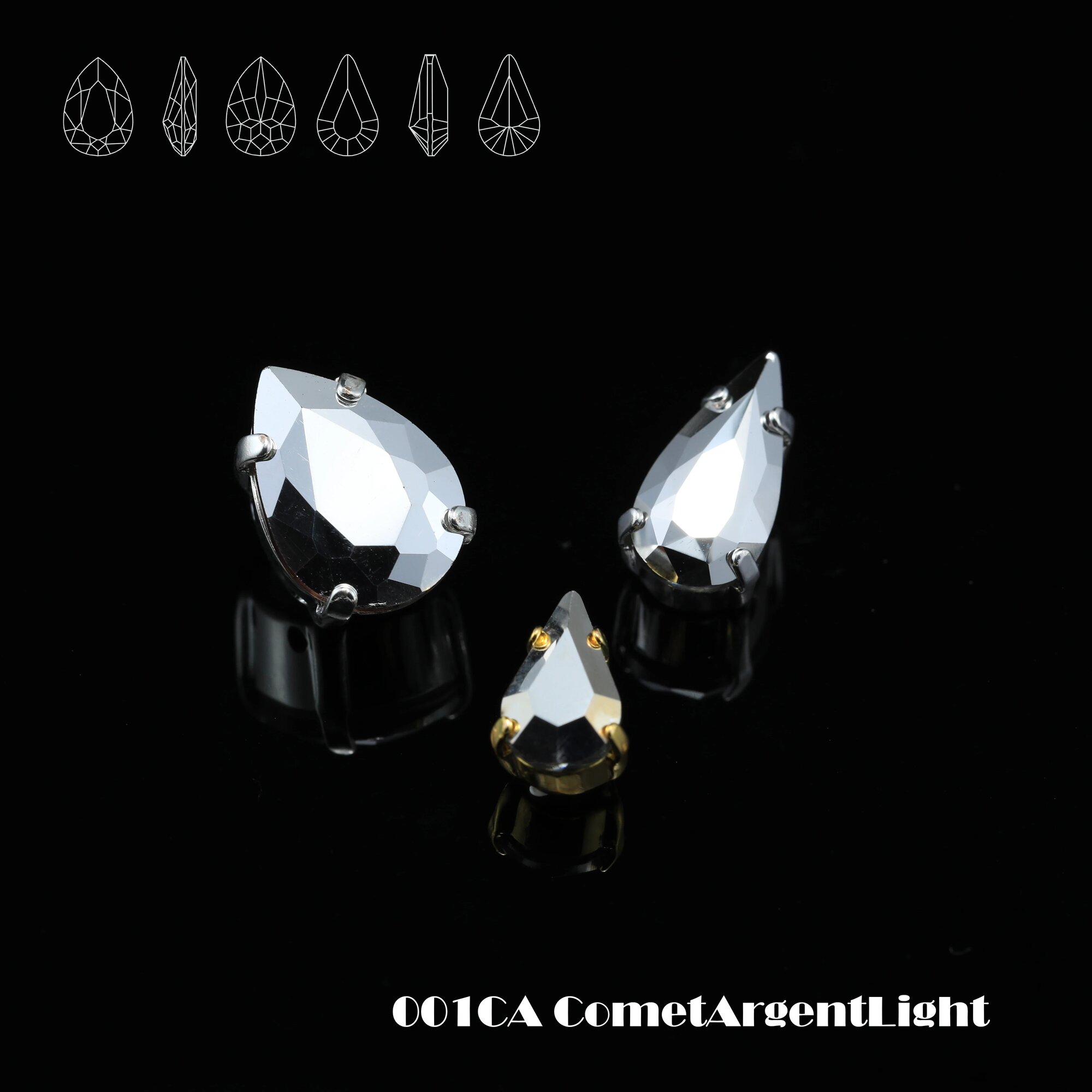 Кристаллы Xilion груша, 001CA, Silver Claw, 7x14 мм, 48 шт