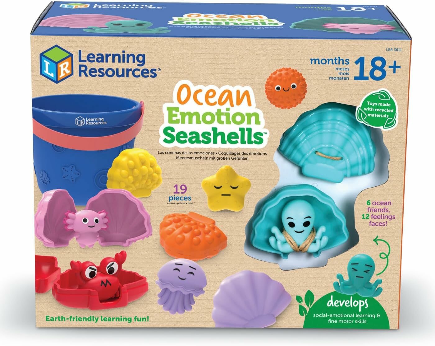 Развивающая игрушка Learning Resources - Набор для изучения эмоций Ocean Emotion Seashells "Океан эмоций", 19 эл. - LER3611