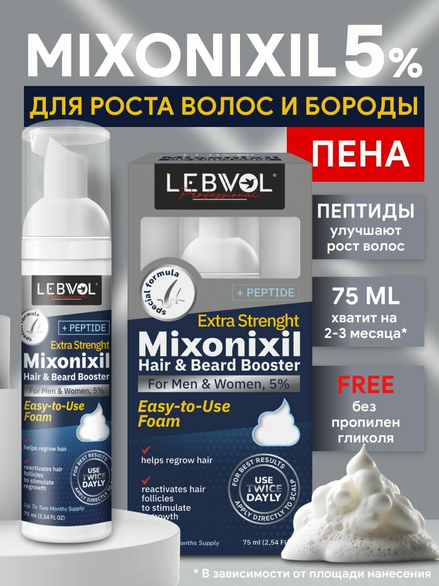 Mixonixil 5% пена Средство для роста бороды волос и усов / Сыворотка против облысения у мужчин / Лосьон от выпадения волос