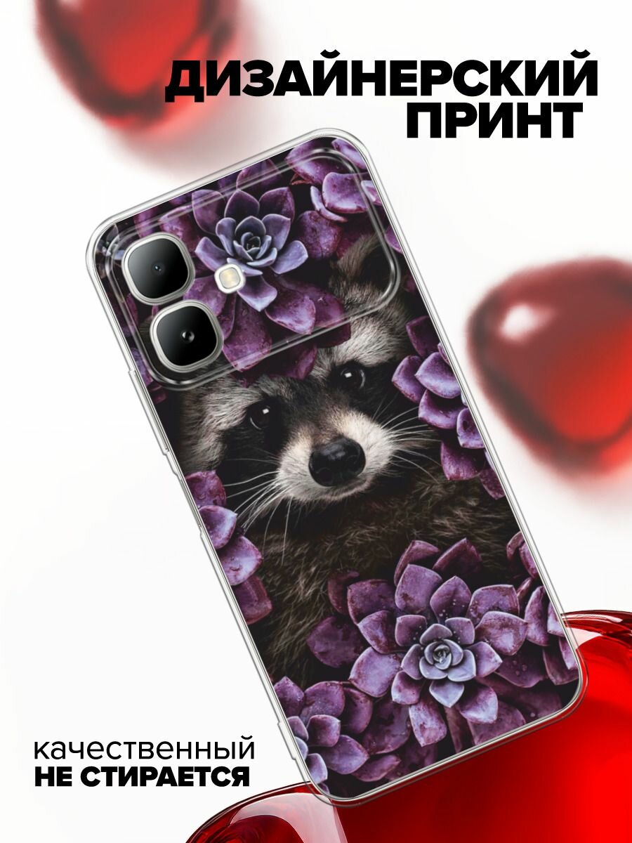 Чехол на Infinix Smart 20 / Инфиникс Смарт 20 с принтом Милашка енот — фото 1