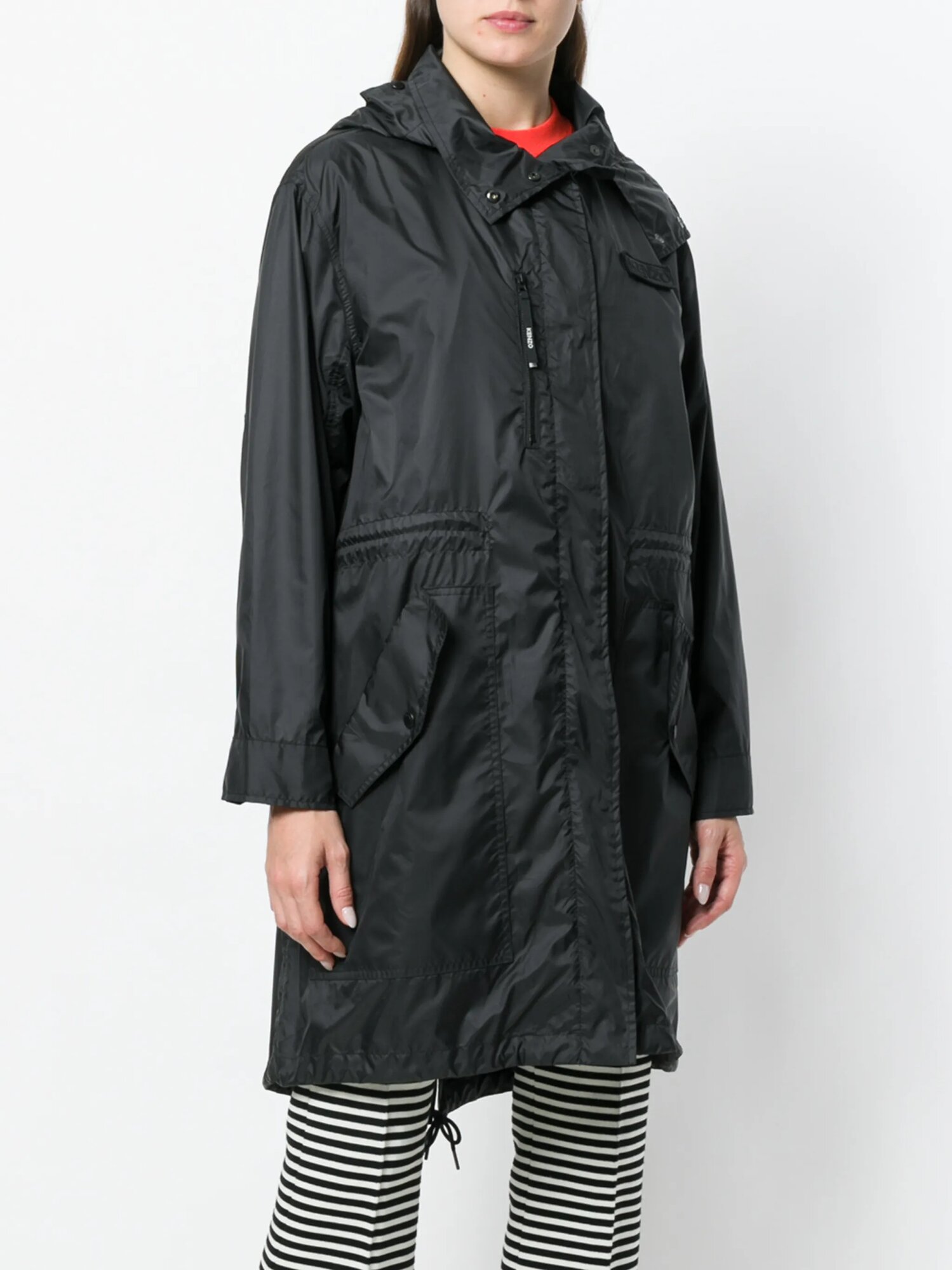Пальто KENZO Hooded raincoat, размер 38, black / black — фото 1